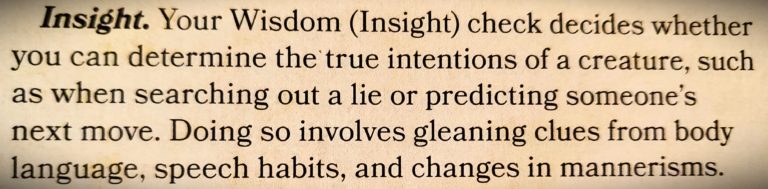 Dungeons and Dragons Skill Spotlight: Insight | Epic Fred's Humble Homepage